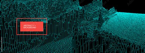 Square Pattern Wireframe Landscape Background Futuristic Vector Illustration Stock Vector