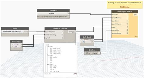 Dynamo Export Excel Fails Revit Dynamo