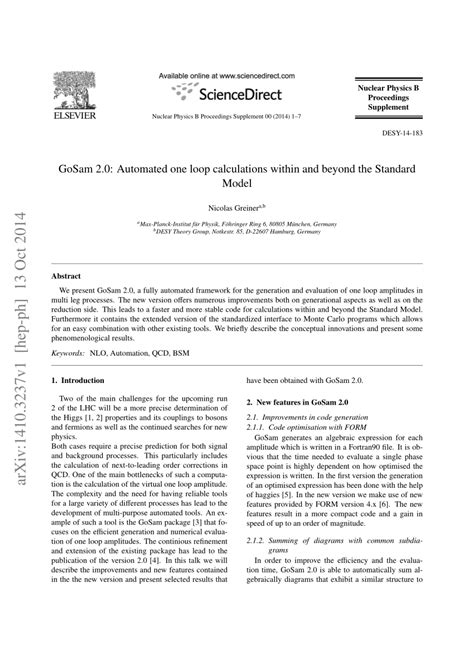 pdf gosam 2 0 automated one loop calculations within and beyond the