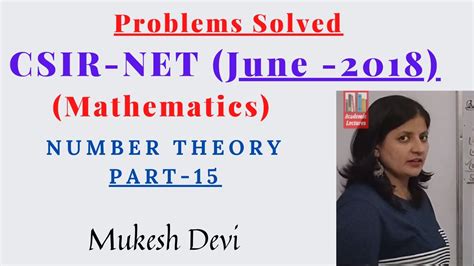 CSIR NET June Mathematics Number Theory Part Academic Lectures YouTube