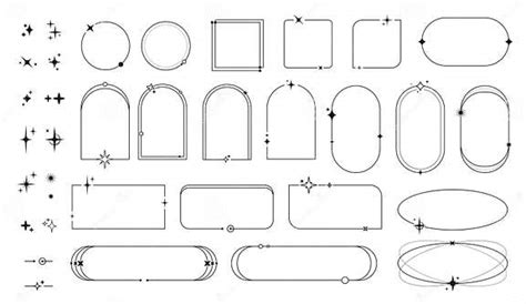 Minimal Line Frames With Star Sparkles Or Twinkles Stock Illustration Illustration Of Geometry