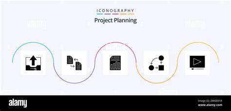 Project Planing Glyph 5 Icon Pack Including Planning Diagram Page