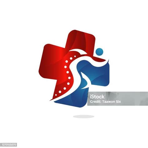 스포츠 메디컬 센터 로고 디자인 벡터 일러스트레이션 선수 복구 재활 기호 격리 0명에 대한 스톡 벡터 아트 및 기타 이미지