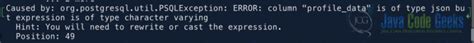resolving postgresql json type mismatch errors in jpa java code geeks