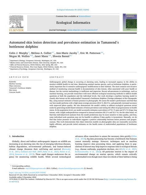 Pdf Automated Skin Lesion Detection And Prevalence Estimation In Tamanends Bottlenose Dolphins