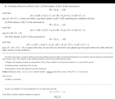 Solved 3 Counting Elements Of Finite Sets I Find