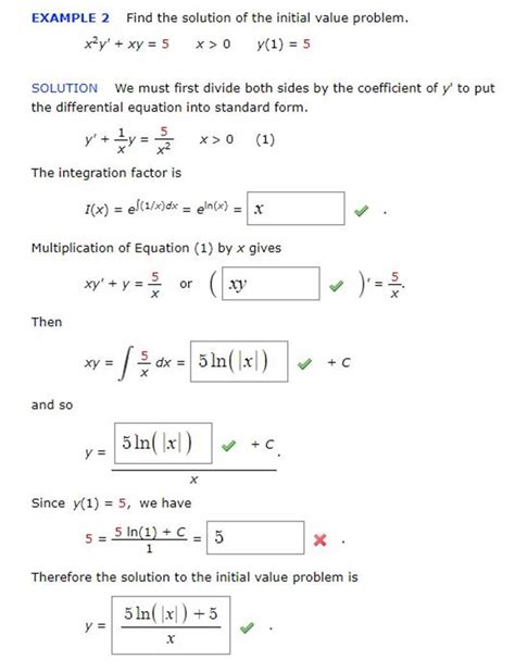solved example 2 find the solution of the initial value problem x