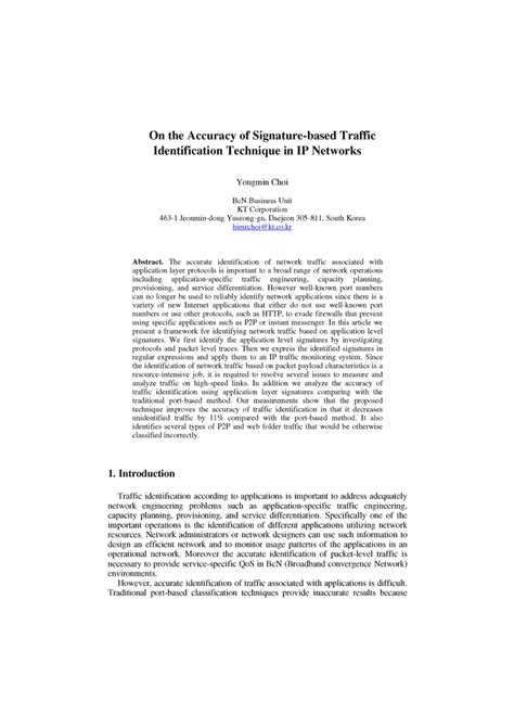Pdf On The Accuracy Of Signature Based Traffic Identification