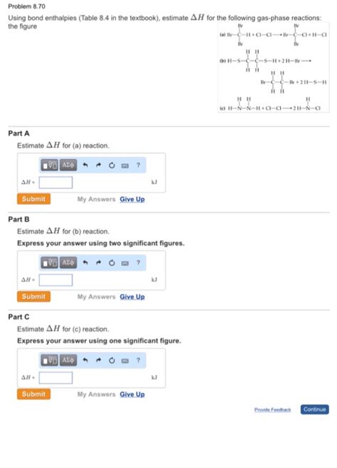 Solved Using Bond Enthalpies Table 8 4 M The Textbook