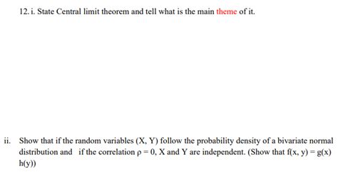 solved 12 i state central limit theorem and tell what is
