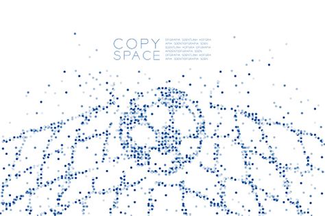 추상 기 원 도트 패턴 축구 또는 축구 공을 목표 순간 형태로 스포츠 컨셉 디자인 파란색 그림 복사 공간 벡터 Eps 10와 흰색 배경에 고립 Championship에 대한