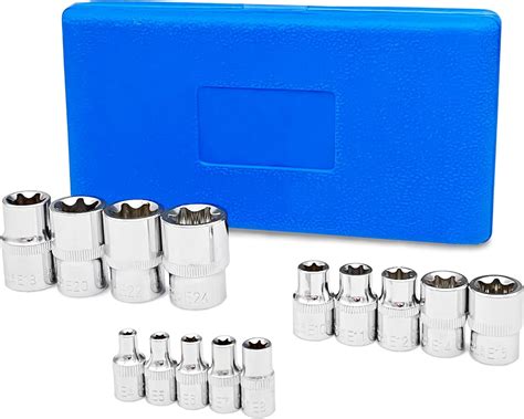 Female E Torx Socket Set Cr V Steel 14 Piece External Torque E4 E24 Star Socket