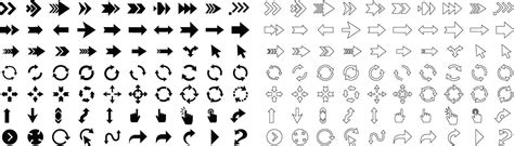 Large Collection Of Arrow Icons And Direction Symbols Set For Navigation Rotation Cursor And