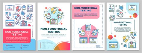 비기능 테스트 브로셔 템플릿입니다 소프트웨어 분석 전단지 소책자 전단지 인쇄 선형 일러스트레이션이있는 커버 디자인 잡지 보고서