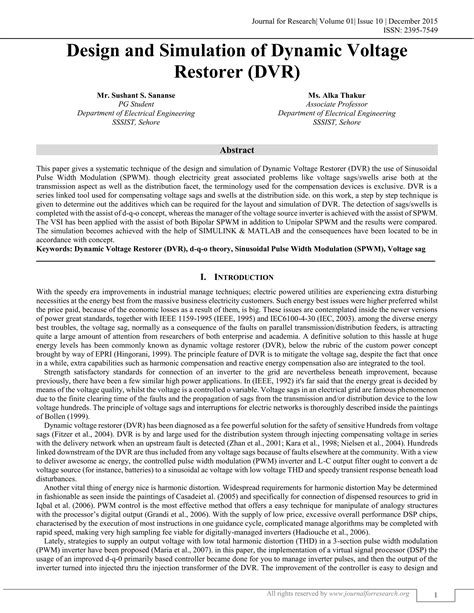 design and simulation of dynamic voltage restorer dvr pdf