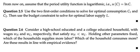 Neoclassical Consumption Model With Elastic Labor Chegg Com