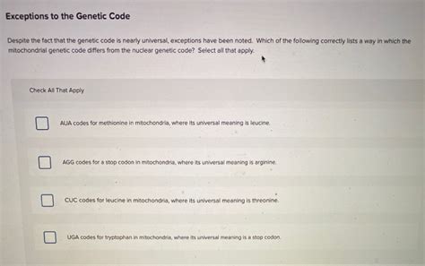 Solved Exceptions To The Genetic Code Despite The Fact That