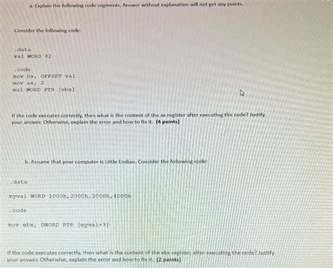 Solved A Explain The Following Code Segments Answer