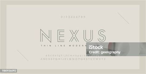 최소한의 현대 글꼴과 숫자 추상적인 줄 글꼴 알파벳입니다 타이포그래피 서체 대문자 소문자 및 번호 벡터 일러스트레이션 컴퓨터