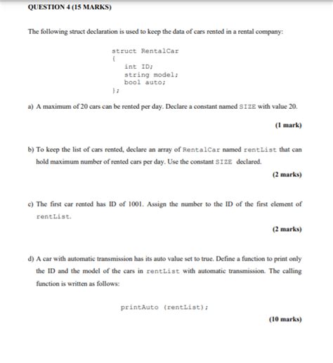 solved question 4 15 marks the following struct