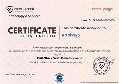 k s shreya on linkedin next24tech fullstackwebdevelopment internship