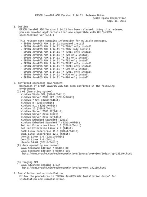 Releasenotes Javapos Pdf Installation Computer Programs Microsoft Windows