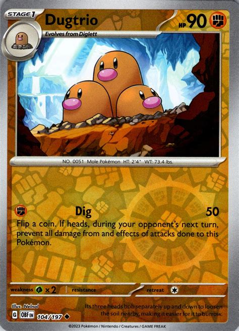Dugtrio Reverse Holo 104 Prices Pokemon Obsidian Flames Pokemon