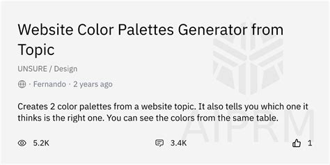 Prompt Website Color Palettes Generator From Topic By Fernando Aiprm For Chatgpt