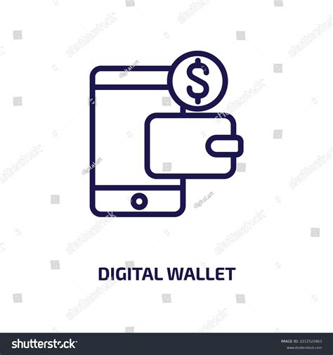 Digital Wallet Icon Cryptocurrency Collection Thin Stock Vector
