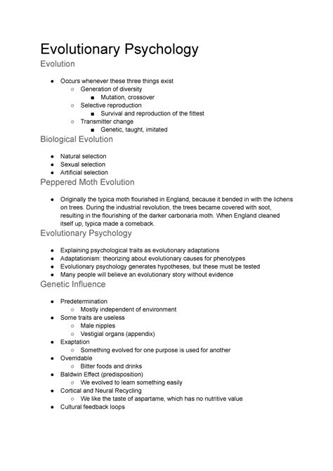 Cgsc 1001 Evolutionary Psychology Evolutionary Psychology Evolution Occurs Whenever These