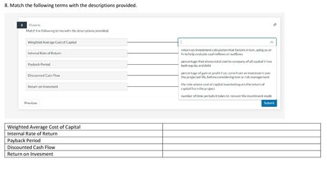 Solved 8 Match The Following Terms With The Descriptions