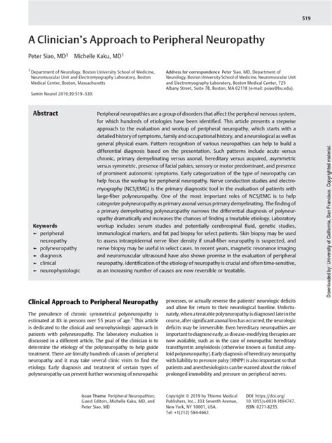 A Clinicians Approach To Peripheral Neuropathy Pdf Peripheral Neuropathy Electromyography