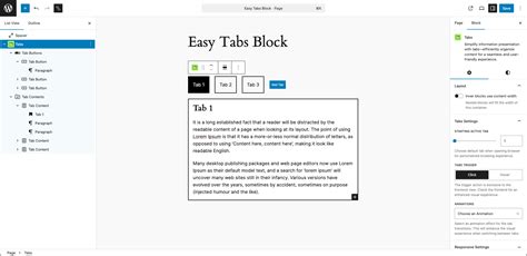 Easy Tabs Block Create Elegant And Responsive Tabs In The Block Editor Wordpress Plugin