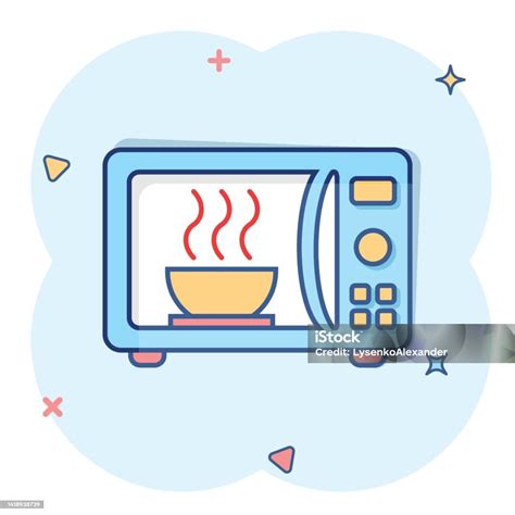 코믹 스타일의 벡터 만화 전자 레인지 아이콘 전자 레인지 사인 일러스트 레이션 그림 스토브 비즈니스 스플래시 효과 개념 0명에 대한 스톡 벡터 아트 및 기타 이미지 Istock