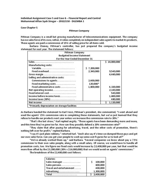 Individual Assingment Case 5 And Case 6 Financial Report And Control