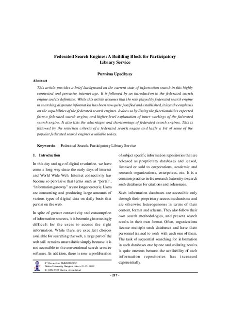 pdf federated search engines a building block for participatory