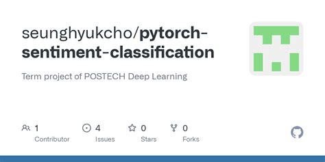 github seunghyukcho pytorch sentiment classification term project of