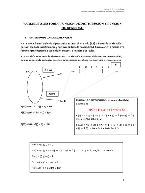 Tema 8 Variable Aleatoria Funcion De Distribucion Y Densidad Pdf