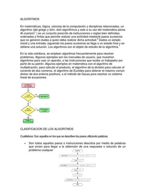 Algoritmos Pdf Algoritmos Enseñanza De Matemática