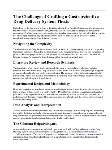Gastroretentive Drug Delivery System Thesis Download Free Pdf Experiment Shock Circulatory