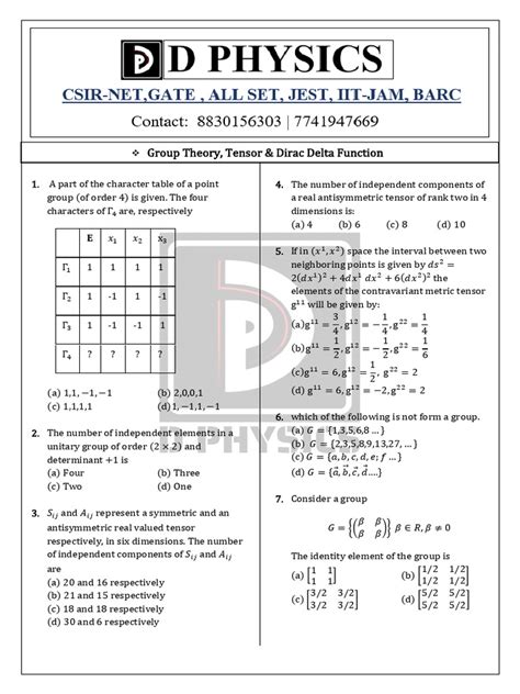 Group Theory Tensor And Dirac Delta Function Pdf Tensor