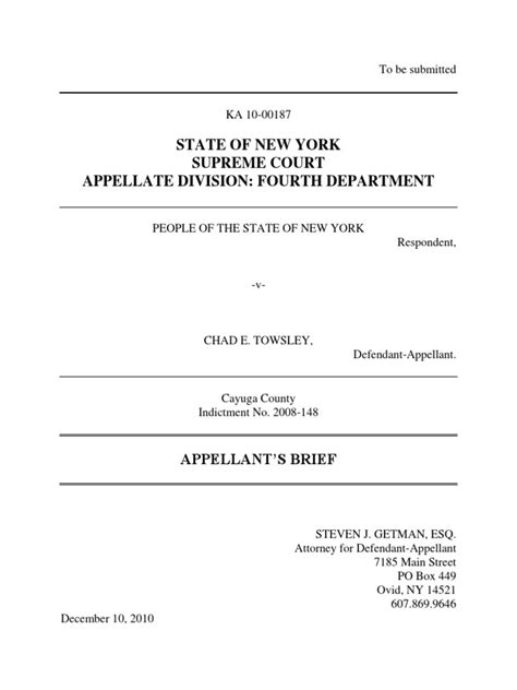 People Of The State Of New York Respondent V Chad E Towsley