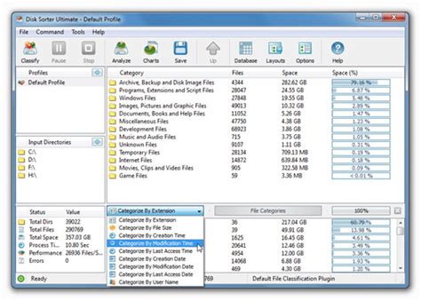disksorter file classification using file categories and file filters