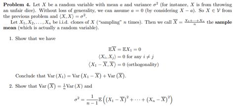 Solved Problem 4 Let X Be A Random Variable With Mean A Chegg Com