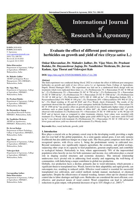 Pdf Evaluate The Effect Of Different Post Emergence Herbicides On