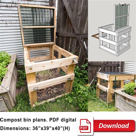 Diy Compost Bin Plans Step By Step Construction Digital Pdf Etsy