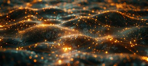 Futuristic 3d Network Nodes On Metallic Surface With Glowing Connections For Digital Design
