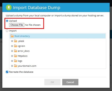 วิธีการ Import และ Export Database ใน Plesk Hostinglotus