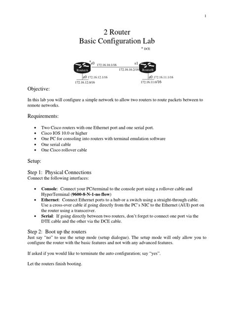2 Router Basic Configuration Lab Objective Pdf