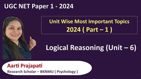 Ugc Net 2024 Paper 1 Unit 6 Logical Reasoning Imp Topics Part 1 By Aarti